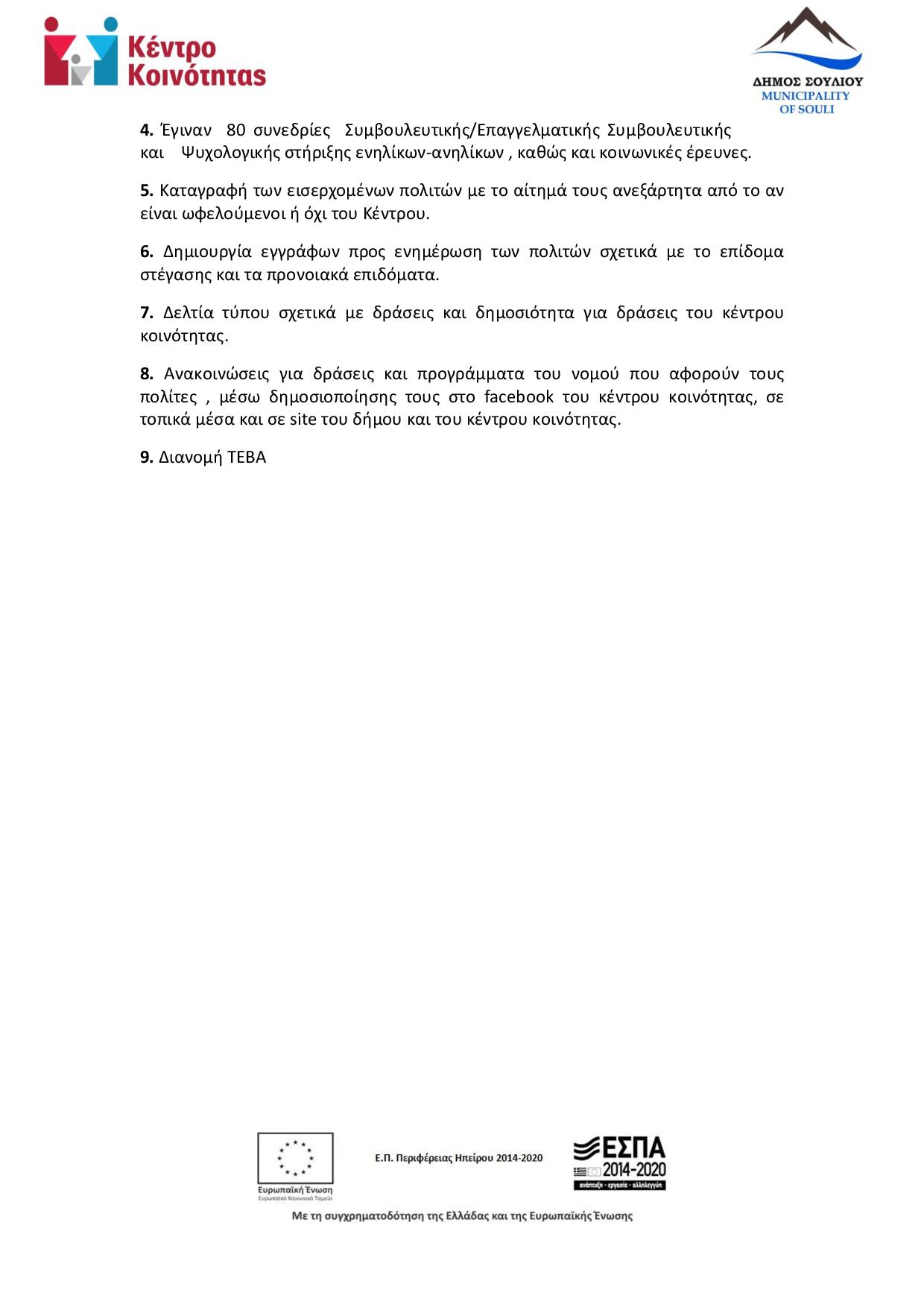 ΕΤΗΣΙΑ ΕΚΘΕΣΗ ΚΕΝΤΡΟΥ ΚΟΙΝΟΤΗΤΑΣ ΔΗΜΟΥ ΣΟΥΛΙΟΥ 2021 | Δήμος Σουλίου